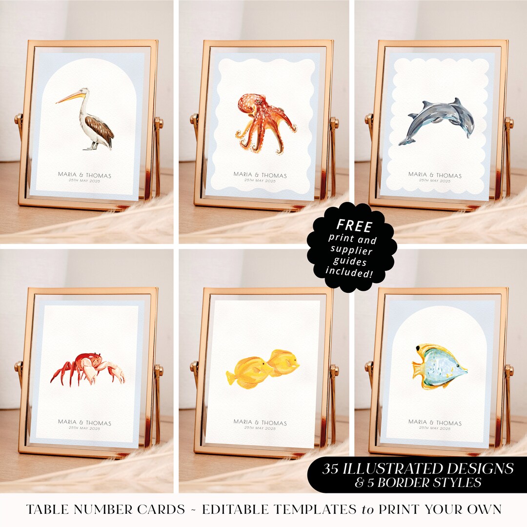 Editable Wedding Table Name. Table Number Templates. Instant Download ...