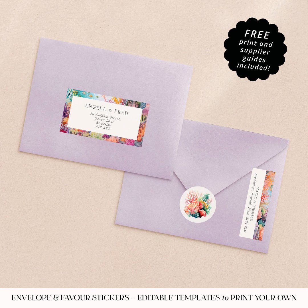 Printable Sticker Template Bundle. Guest Address and Returns Address ...