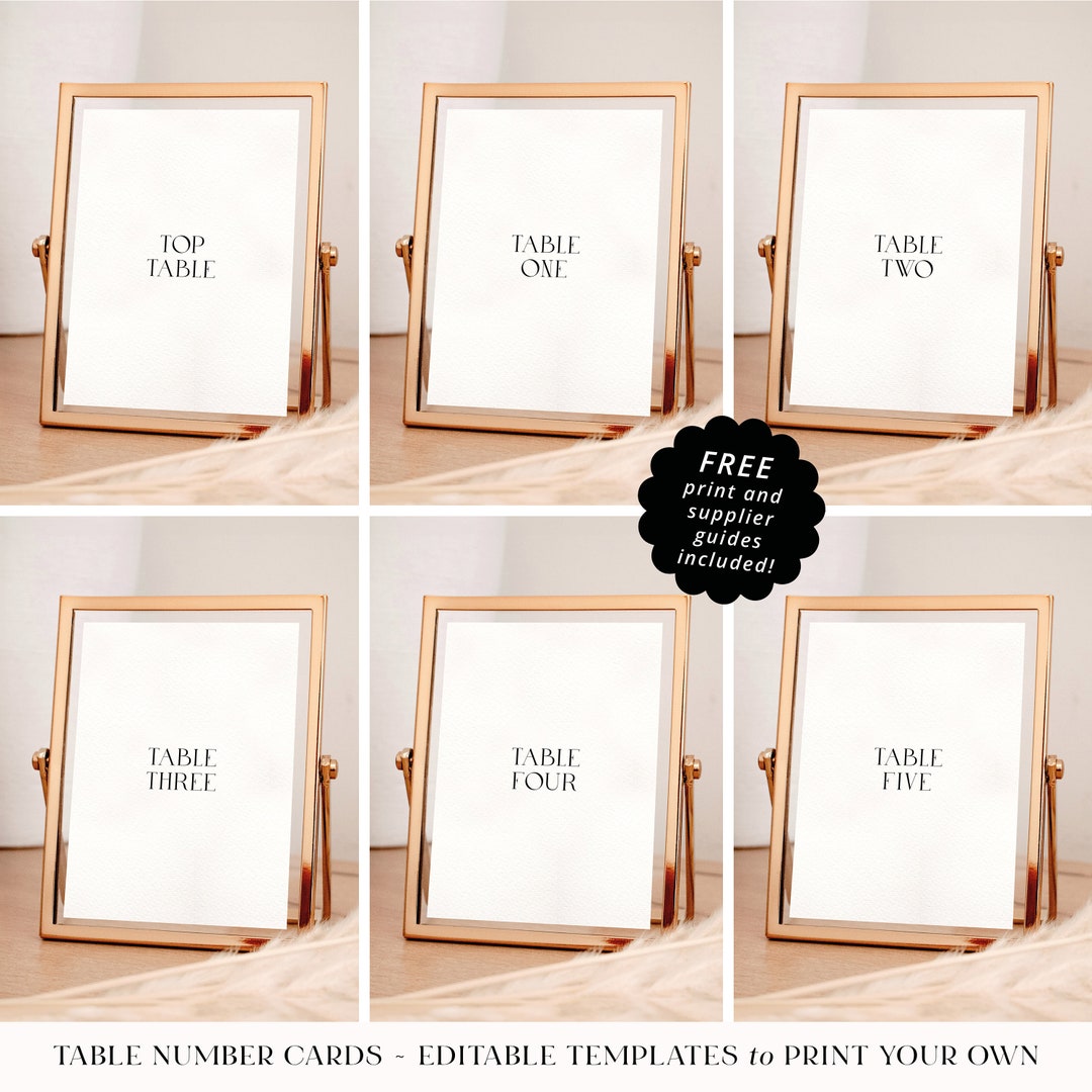 Editable Wedding Table Name. Table Number Templates. Instant Printable ...
