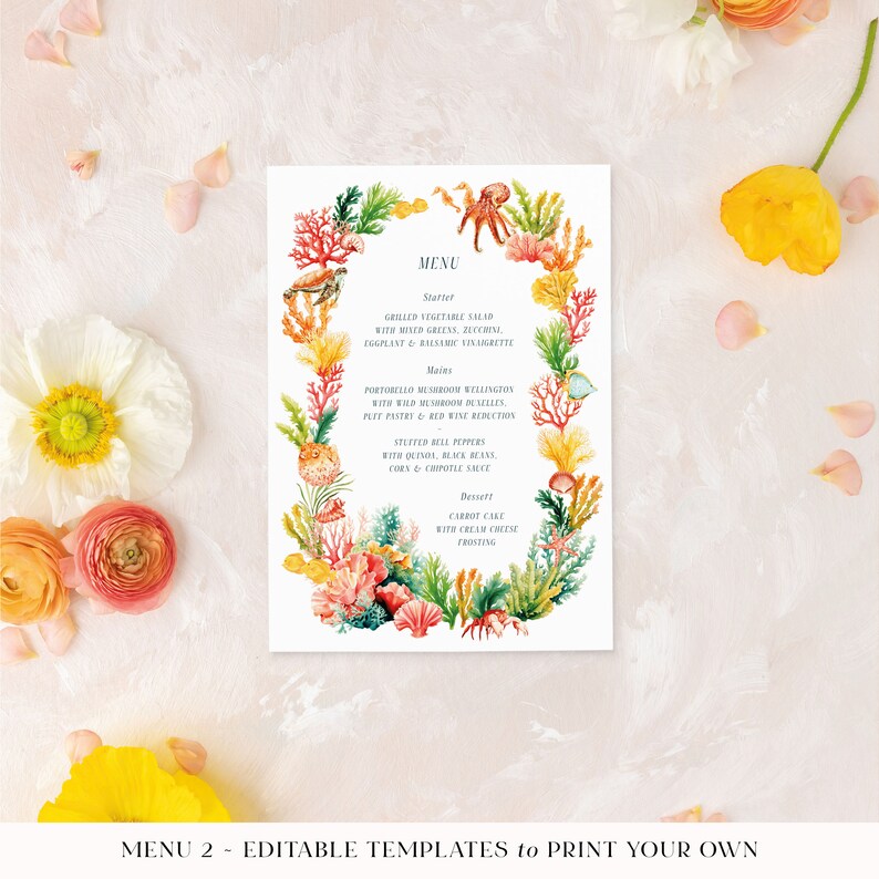 Editable Menu Template with Printable Coaster and Place Mat ...