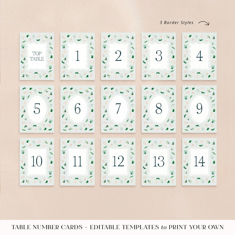 Editable Wedding Table Name. Table Number Templates. Instant Printable ...