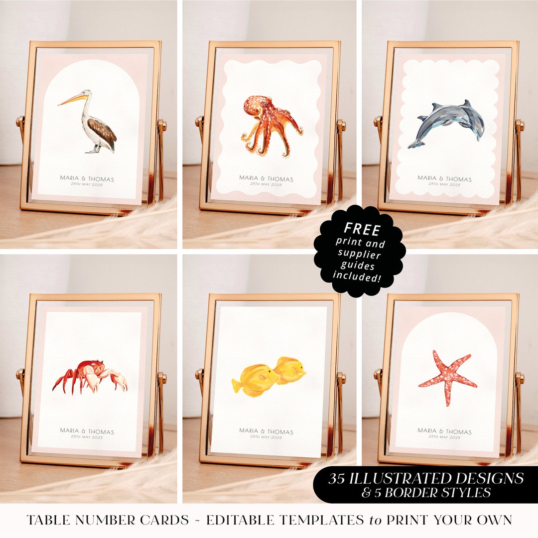 Editable Wedding Table Name. Table Number Templates. Instant Download ...