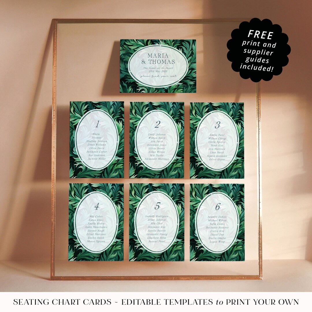 Editable Wedding Table Plan Cards. Small Seating Chart Cards With an ...