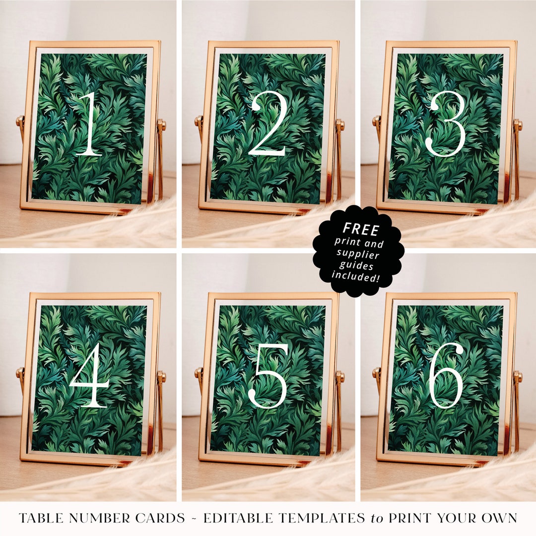 Editable Wedding Table Name. Table Number Templates. Instant Download ...