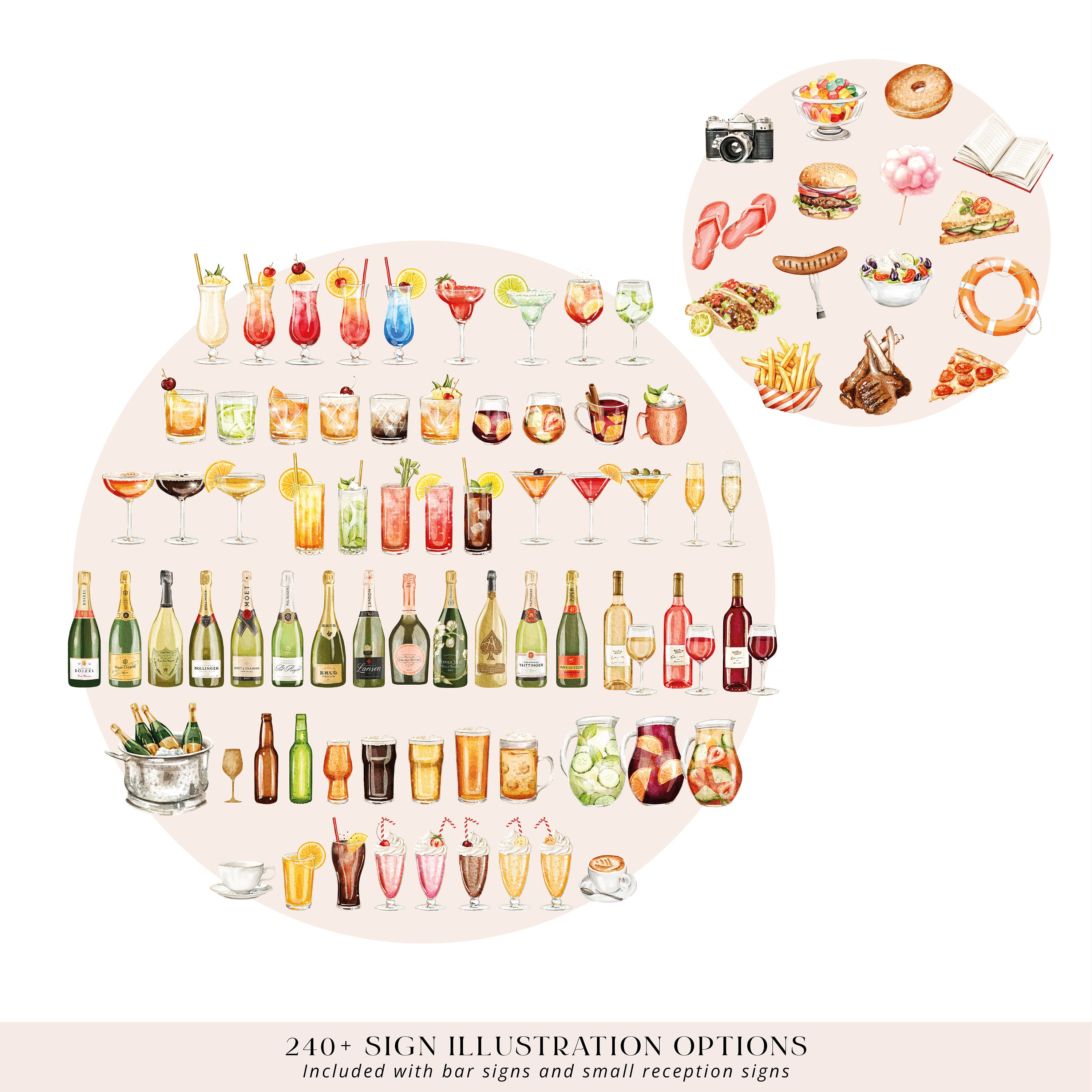 Reception Signage & Favour Stickers Template Bundle. Editable and ...