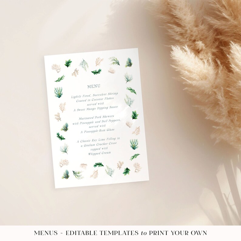 Editable Wedding Menu Templates. Instant Digital Downloads. Printable ...