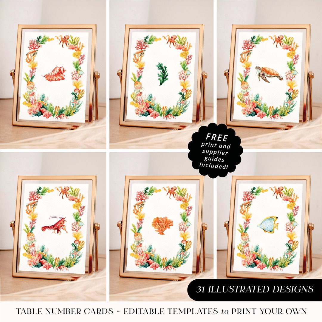 Editable Wedding Table Name. Table Number Templates. Instant Printable ...