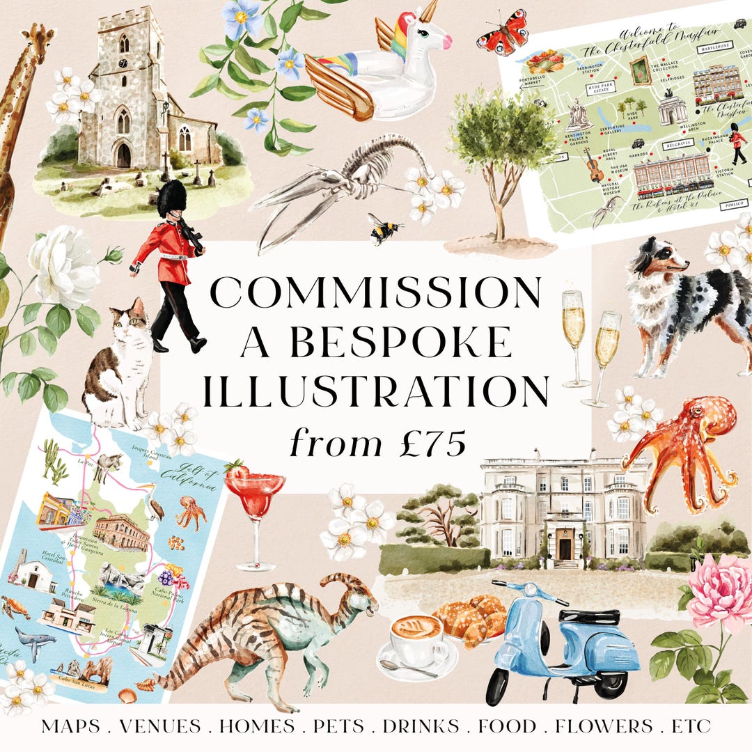 Bespoke Watercolour Illustration. Digital Watercolor PNG. Bright Custom ...