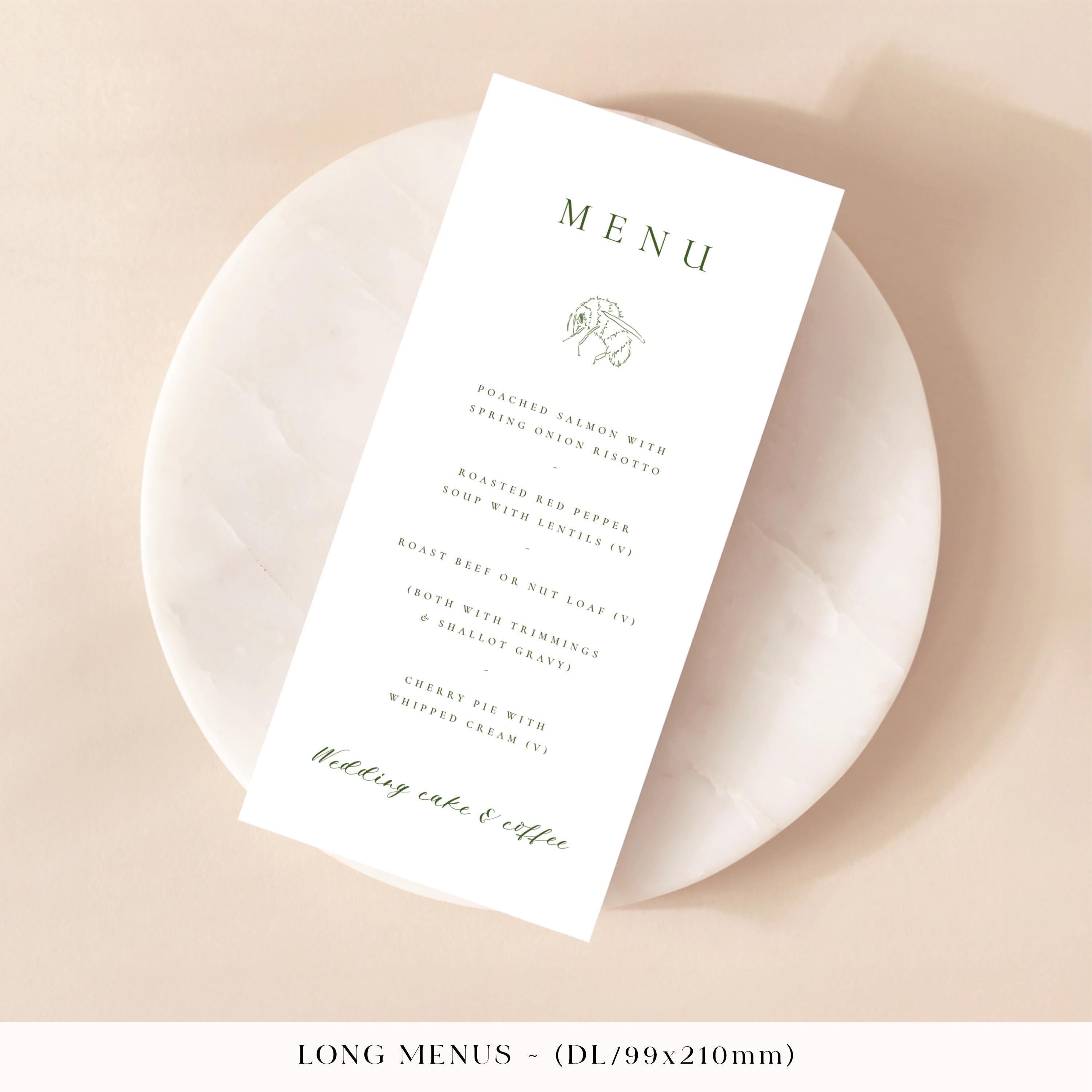 Sage Green Wedding Reception Menu, Professionally Printed Botanical ...
