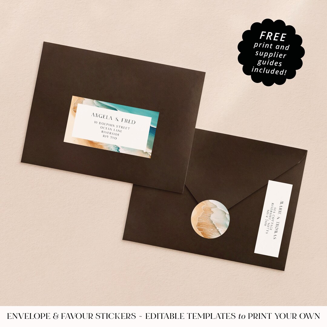 Printable Sticker Template Bundle. Guest Address and Returns Address ...