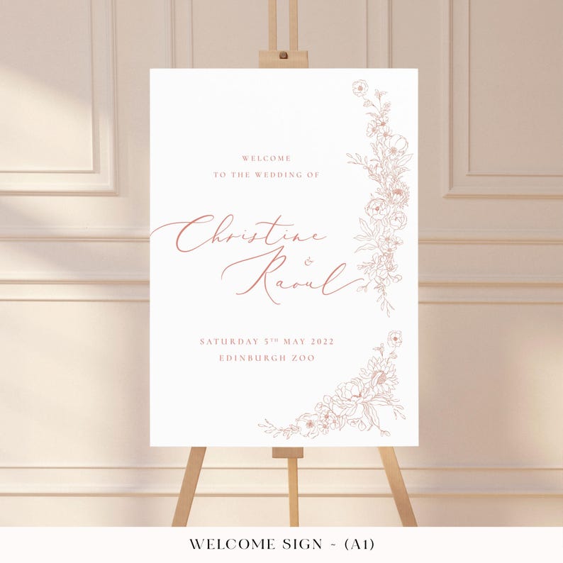 Blush Pink Large Wedding Welcome Sign, Printed Entrance Sign Board With ...