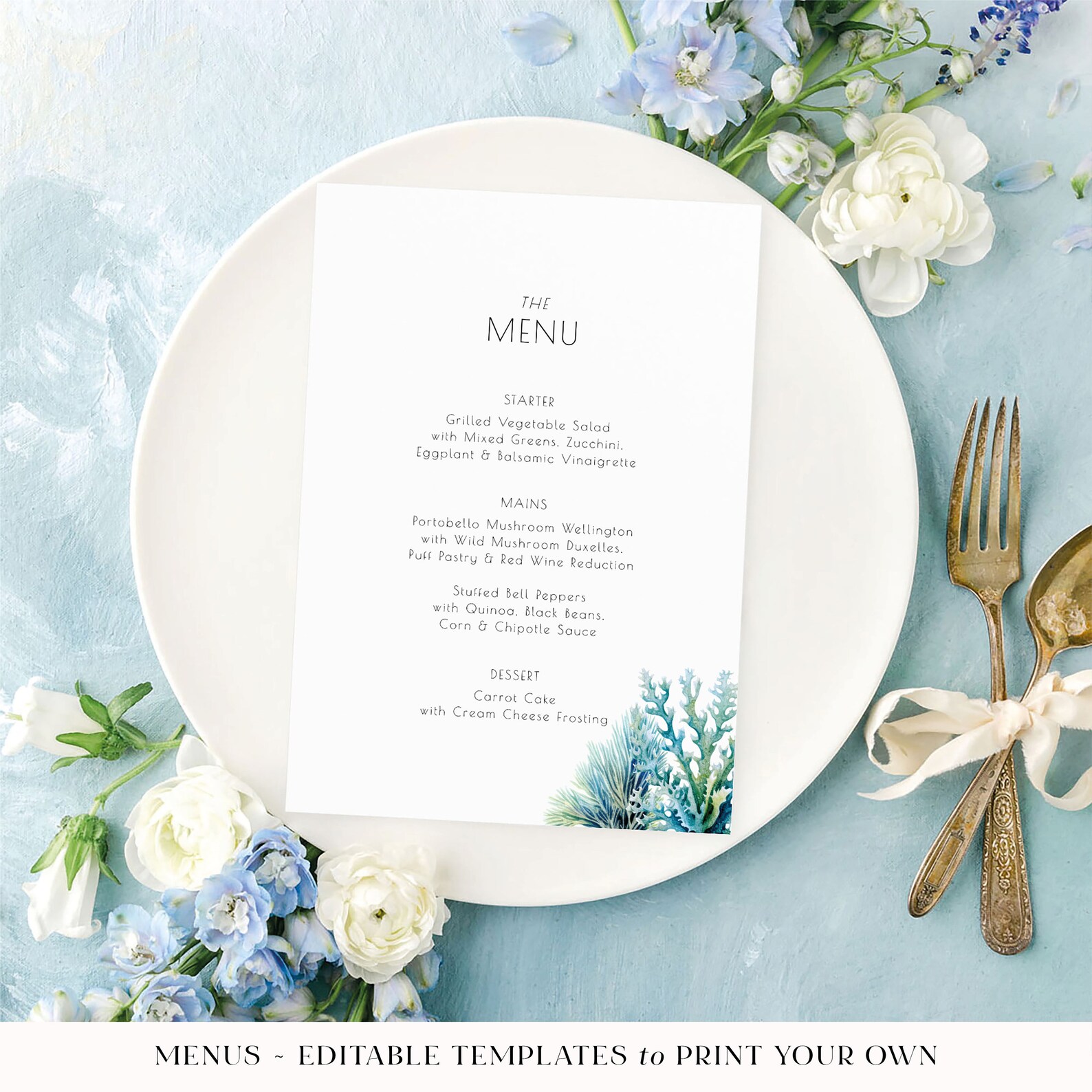 Editable Wedding Menu Templates. Instant Digital Downloads. Printable ...