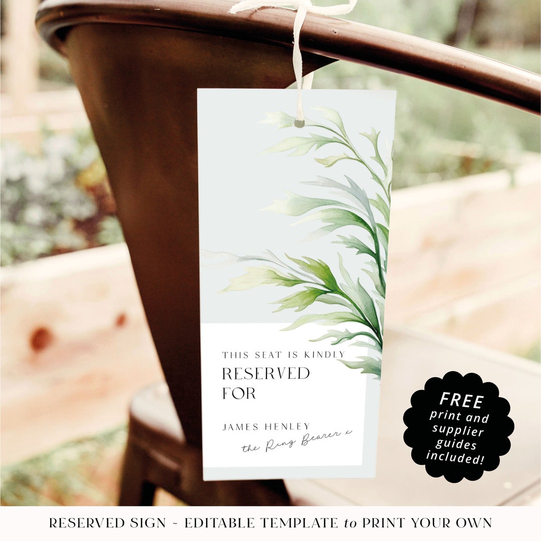 Editable Reserved Chair Sign Template. Instant Digital Download ...