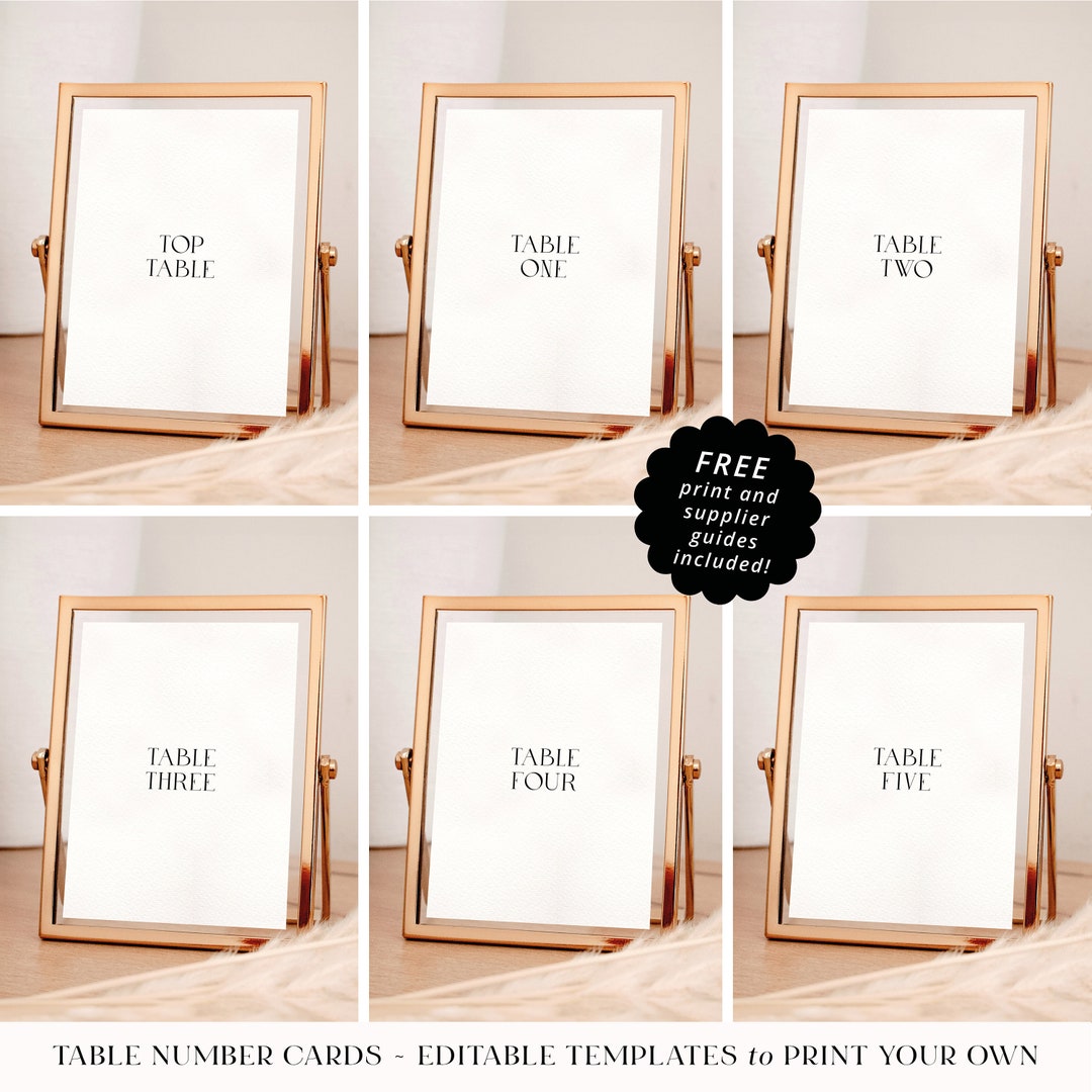 Editable Wedding Table Name. Table Number Templates. Instant Printable ...