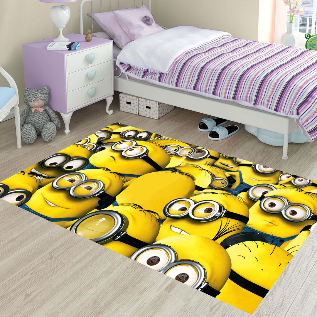 Minions Kids Rug: Colorful Cartoon Carpet, Non-slip Nursery Decor - Etsy