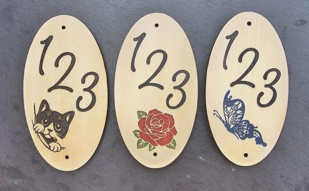 Hand Painted House Number Plaque: Custom Engraved Door Sign - Etsy