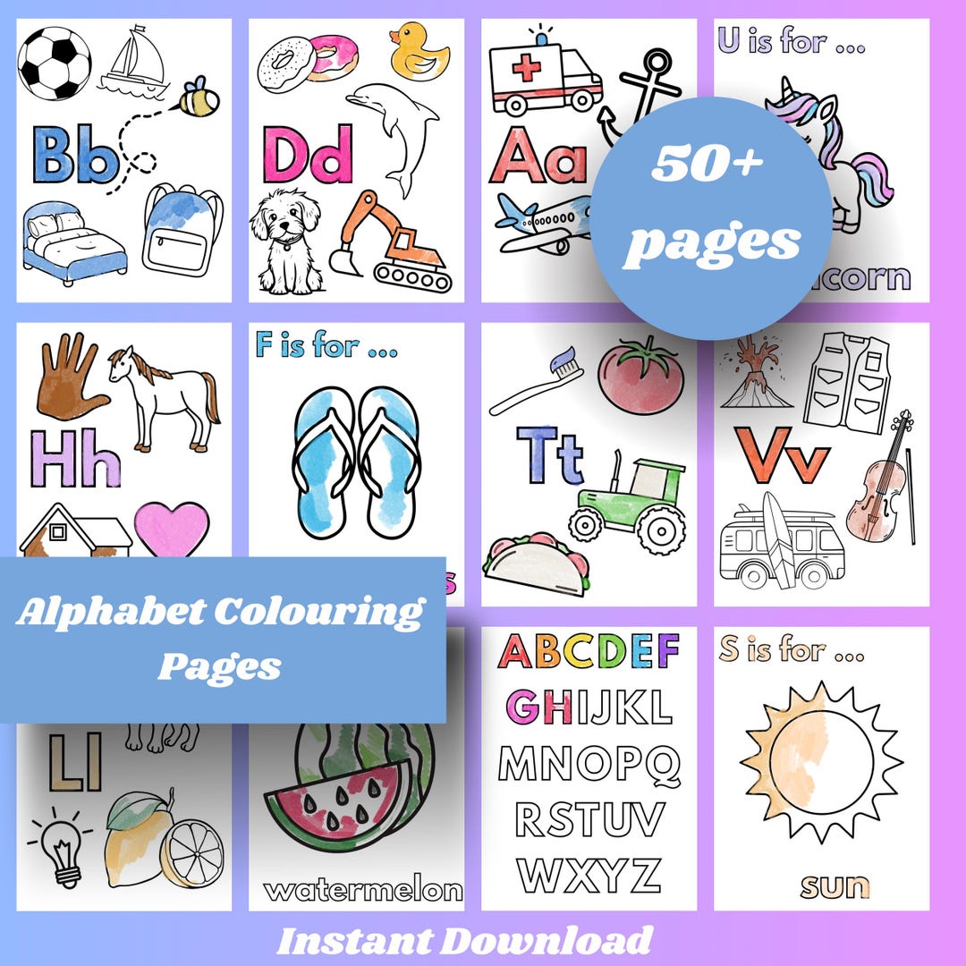 Alphabet Coloring Pages, Digital Coloring Pages, Learning and ...