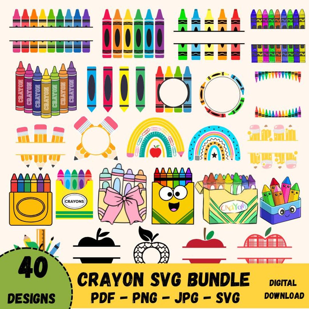 Crayon Split Monogram SVG Bundle: Teacher Designs (digital Download) - Etsy