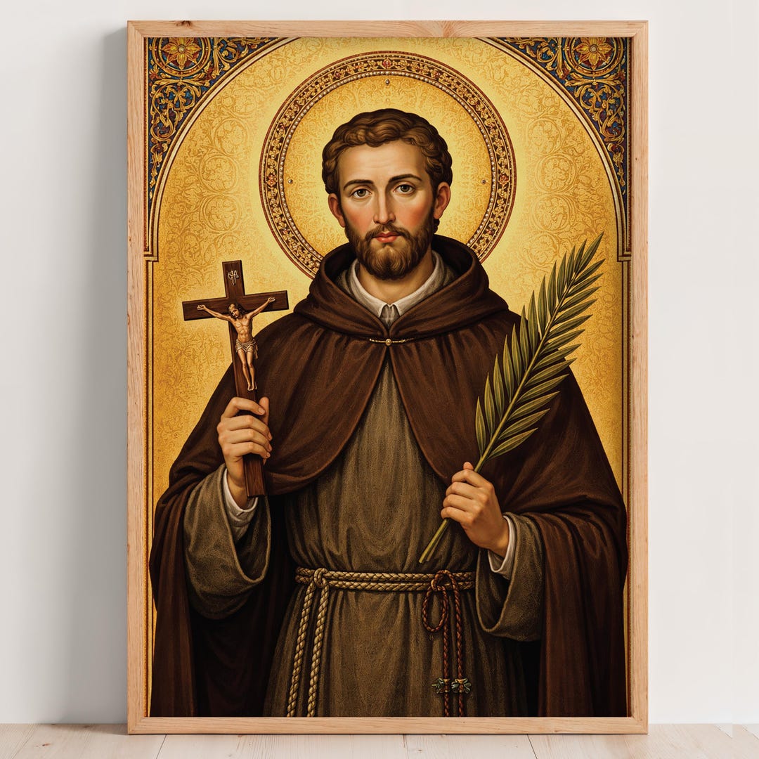 Saint Isaac Jogues in Byzantine Icon, Gold Background, Missionary Robes ...