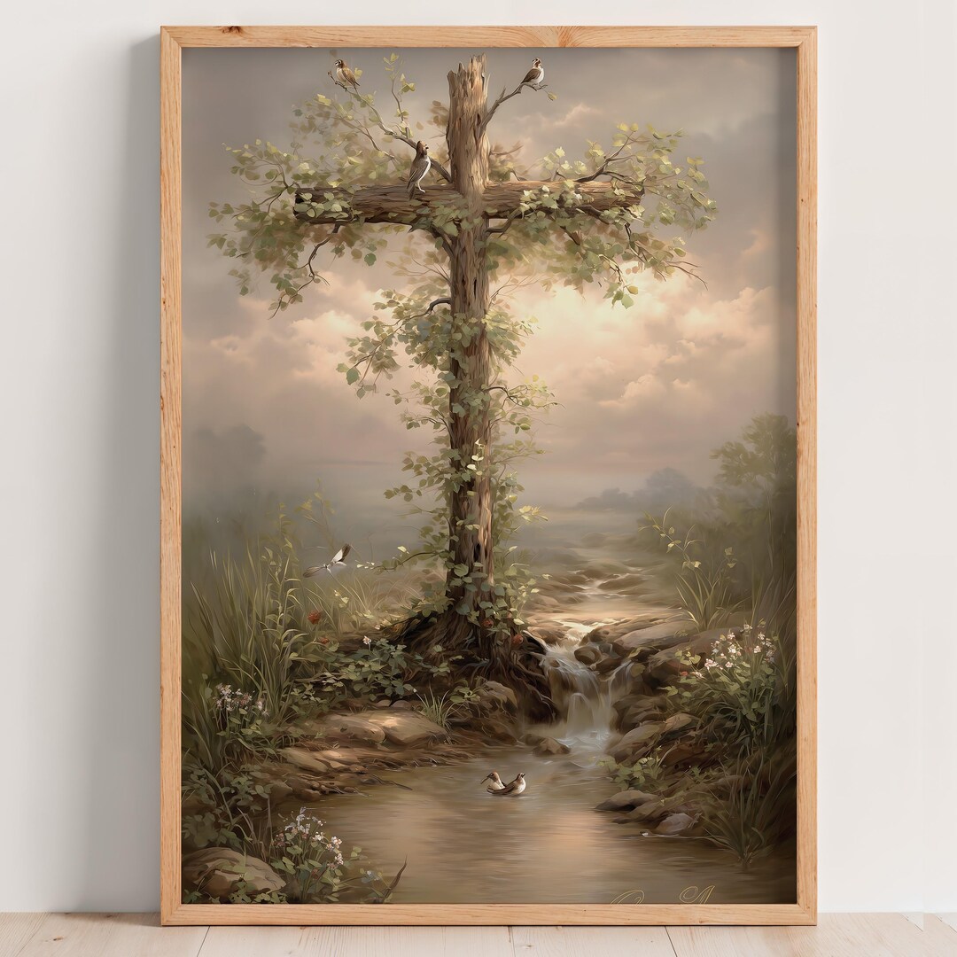 Tree of Life Cross With Birds, Holy Cross, Nature Scene, Spiritual ...