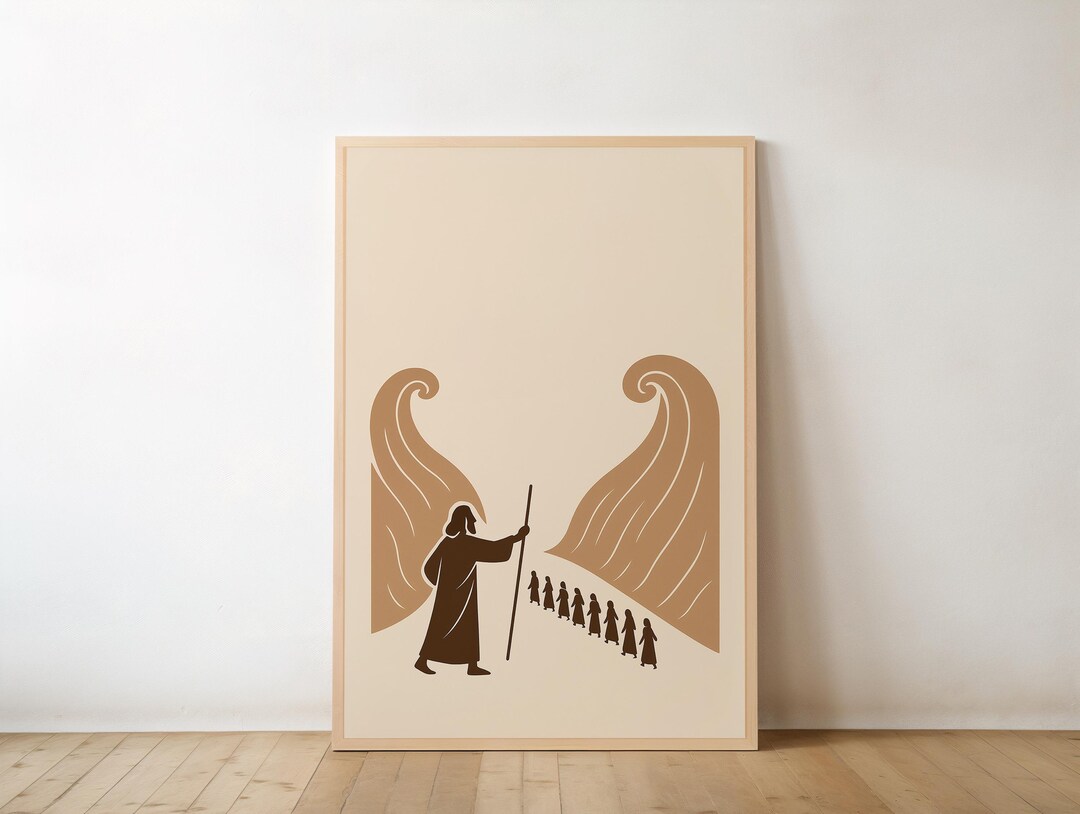 Moses Parting the Red Sea Digital Print, the Exodus Old Testament Wall ...