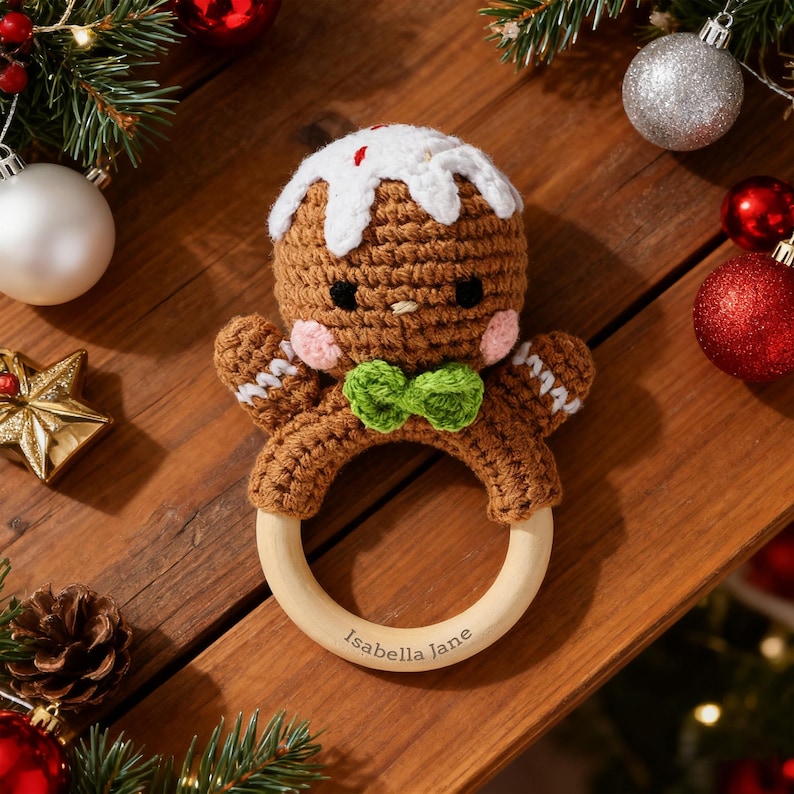 Custom Baby Rattles With Names,christmas Crochet Rattle Sets,hand ...