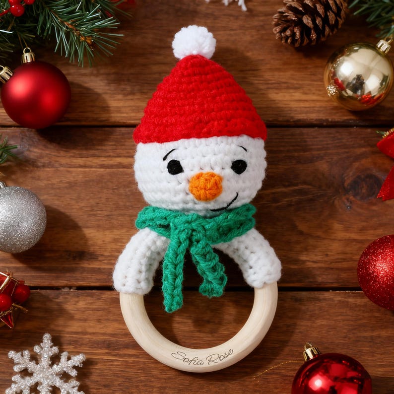 Custom Baby Rattles With Names,christmas Crochet Rattle Sets,hand ...