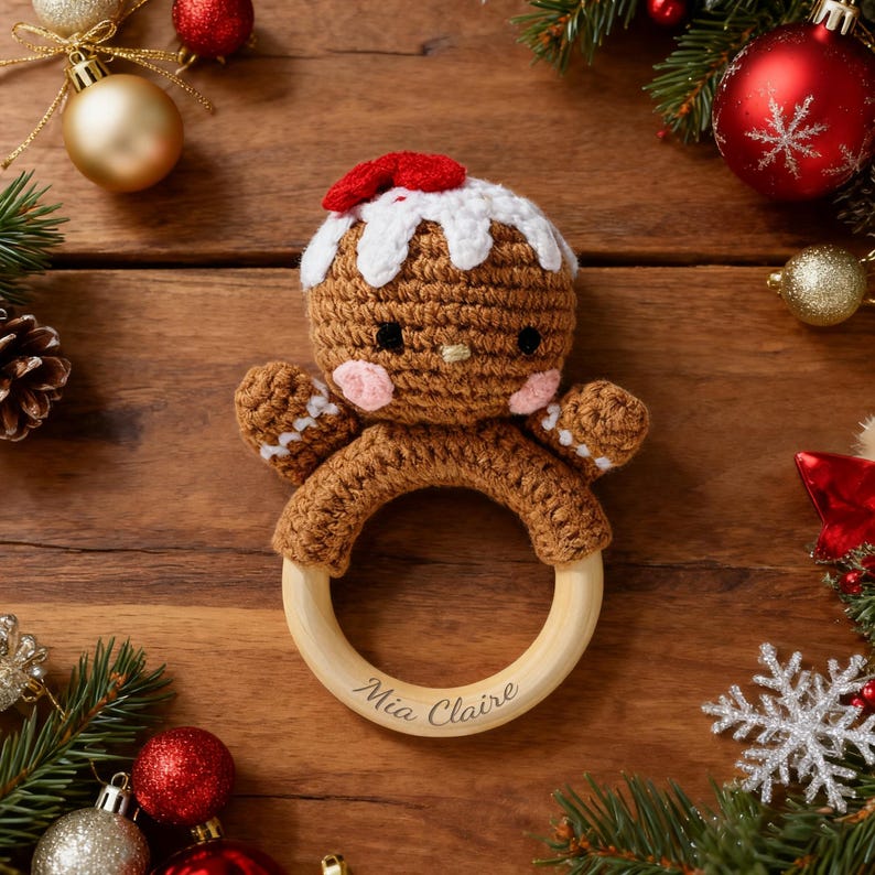 Custom Baby Rattles With Names,christmas Crochet Rattle Sets,hand ...