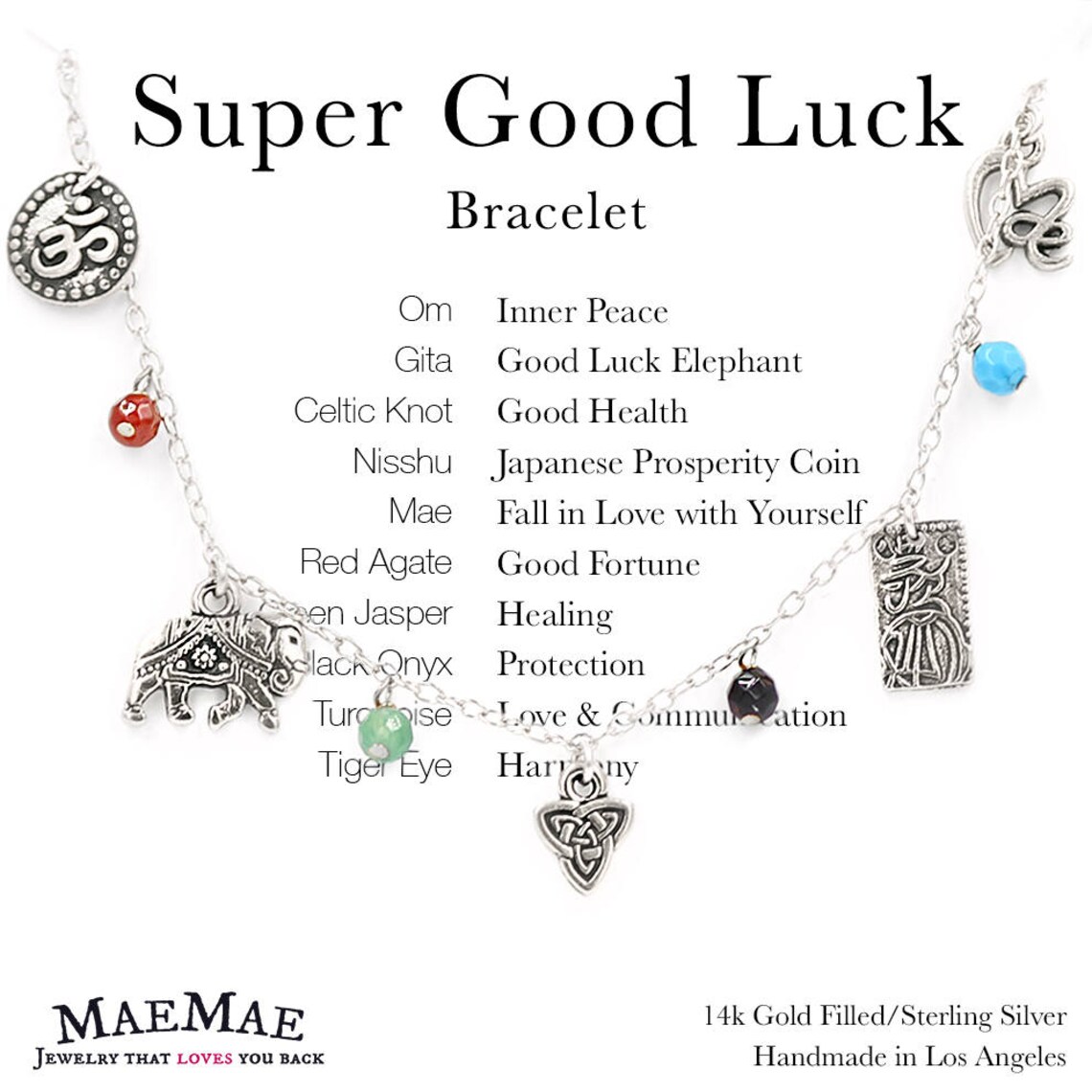 Super Good Luck Charm Bracelet Genuine Healing Stones and - Etsy