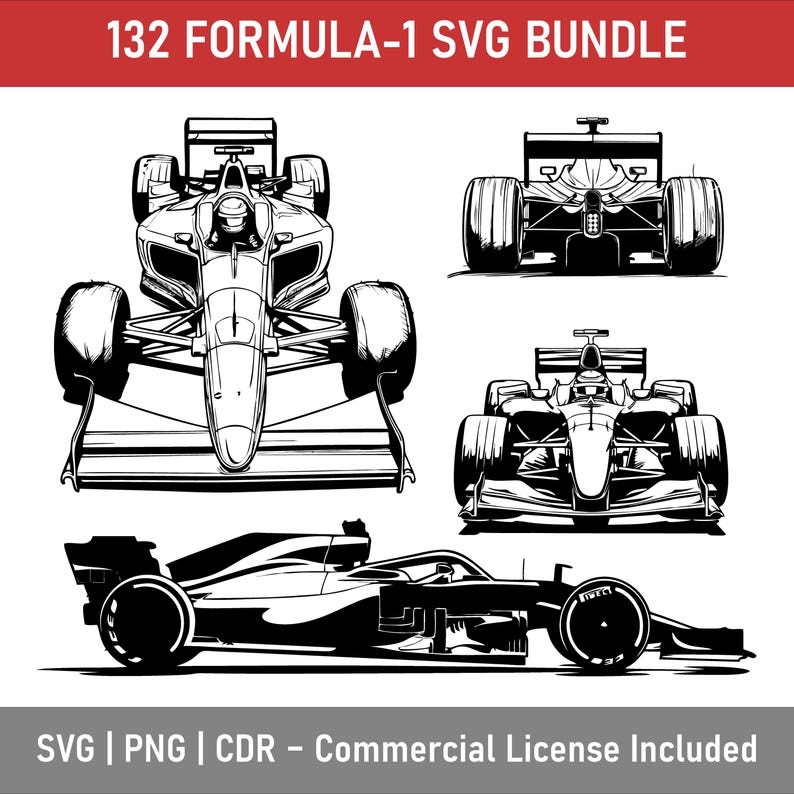 132 Formula 1 Car SVG Bundle | Realistic F1 Racing Vector Illustrations ...