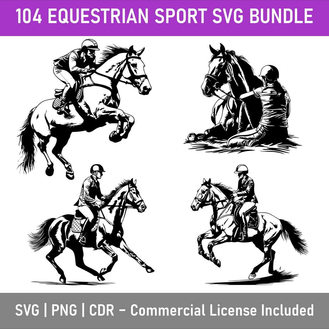 Equestrian SVG Bundle: Horse Riding Vector Illustrations, Clipart ...