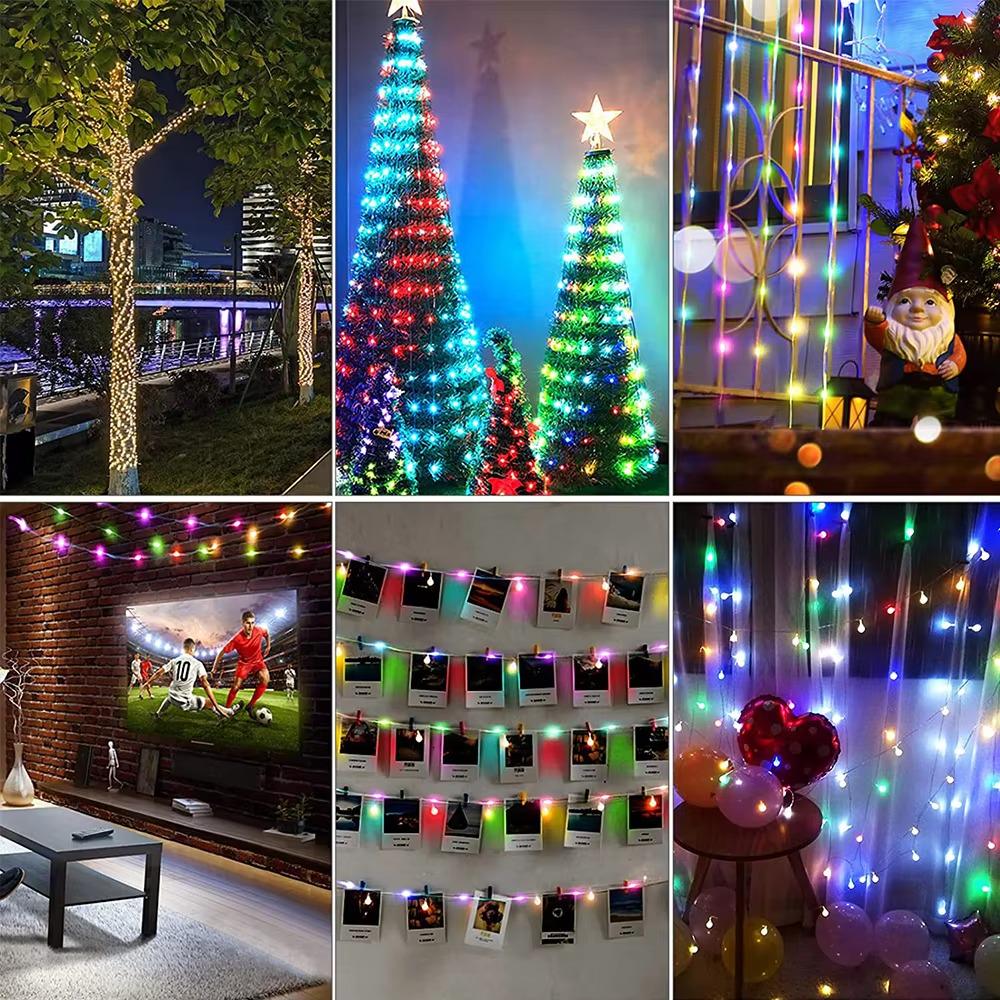 Bluetooth RGBIC LED String Lights – Battery Operated Smart Dream Color ...