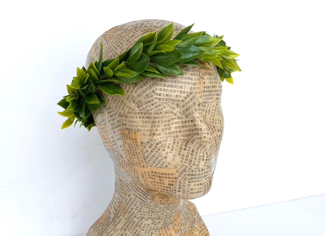 Green Leaf Laurel Crown Greek God Headpiece Roman Head | Etsy