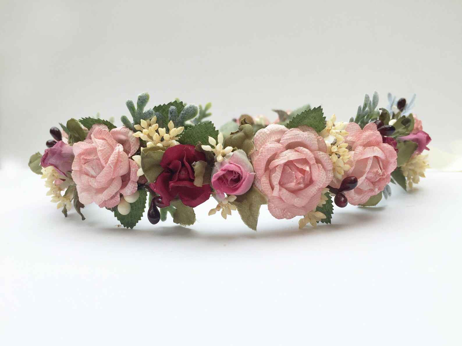 Pink Flower Girl Crown Pink and Red Flower Crown Flower Girl | Etsy