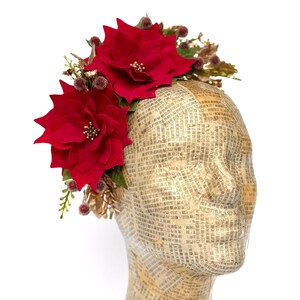 Red Poinsettia Headband, Christmas Hair Accessory, Holiday Headpiece ...