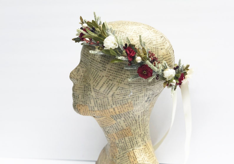 Winter Woodland Bridal Flower Crown Rustic Headpiece - Etsy
