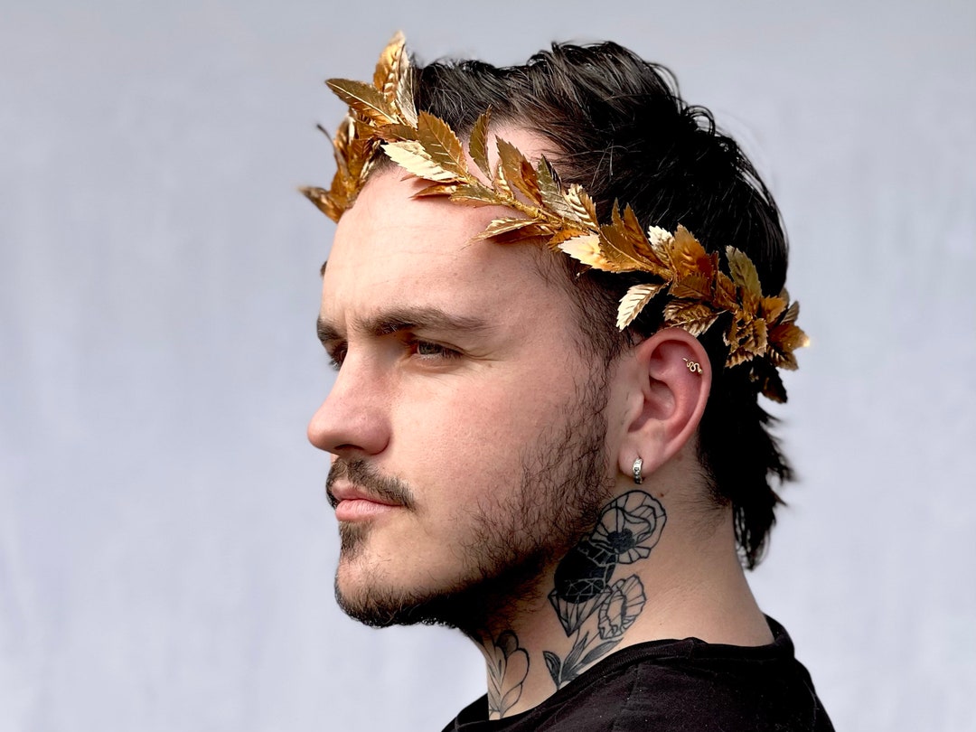 Gold Leaf Laurel Crown, Mens Roman Greek God Headpiece, Festival Toga ...