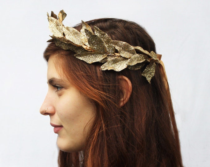 Gold Leaf Tiara - Metallic Gold, Greek Goddess Crown. Leaf Headband ...