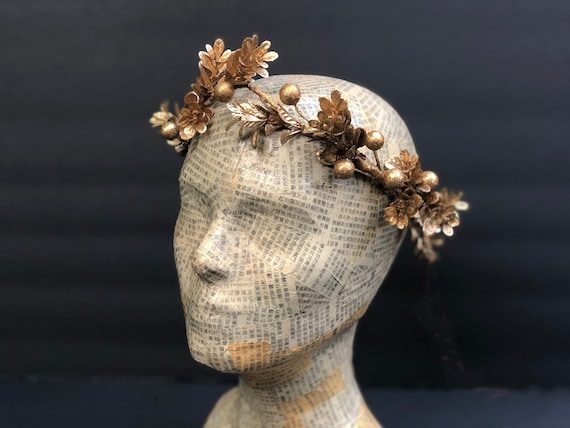 Roman Emperor Crown Laurel Wreath Gold Leaf Headband Toga Costume ...