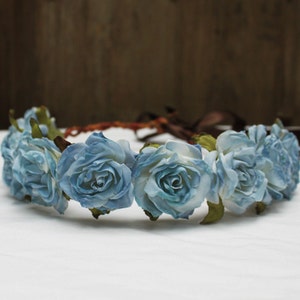 Light Blue Rose Crown Blue Flower Crown Blue Rose Headband | Etsy