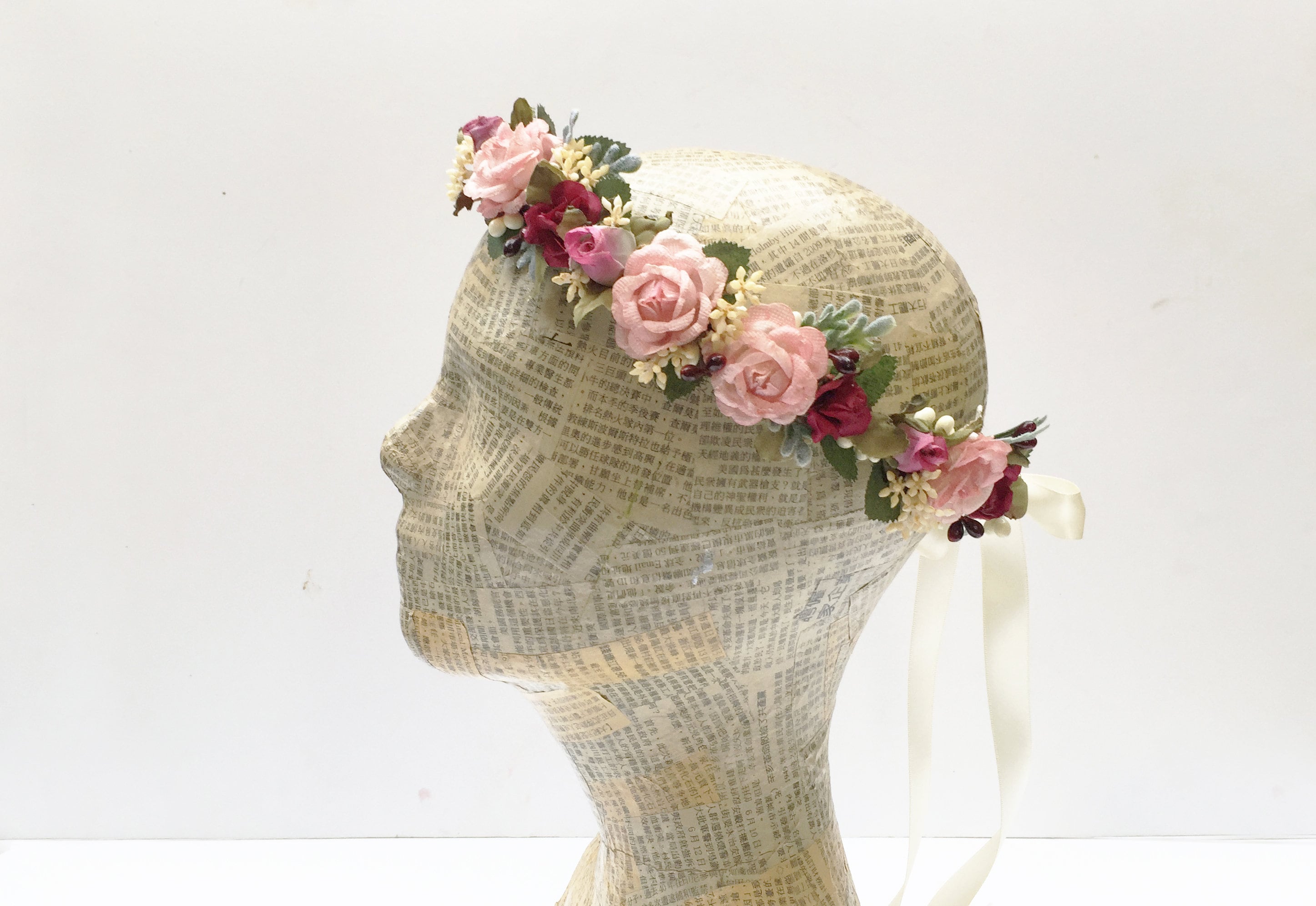 Pink Flower Girl Crown Pink and Red Flower Crown Flower Girl | Etsy