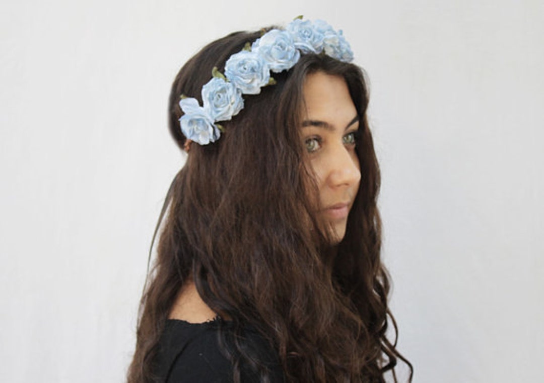Light Blue Rose Crown Blue Flower Crown Blue Rose Headband - Etsy