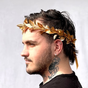 Gold Leaf Crown, Toga Costume, Roman Head Wreath, Greek God Headpiece ...