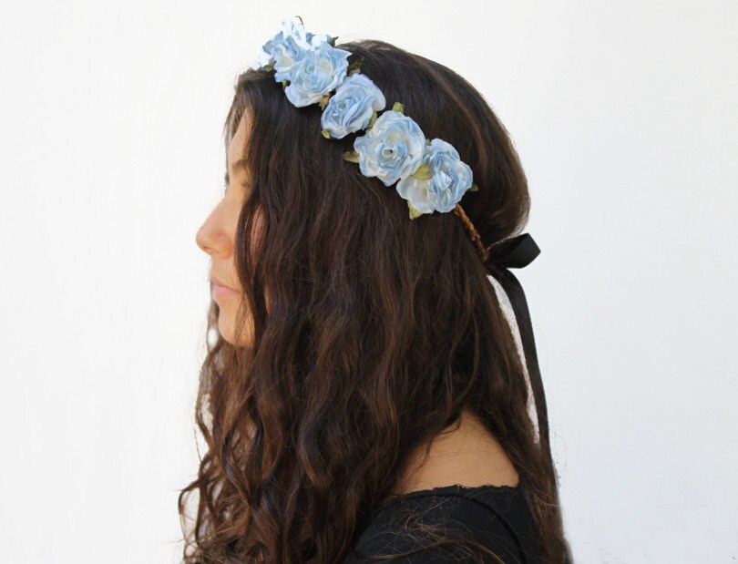 Light Blue Rose Crown Blue Flower Crown Blue Rose Headband - Etsy