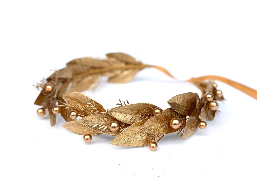 Gold Leaf Laurel, Gold Crown, Greek God, Winter Wedding, Mardi Gras ...