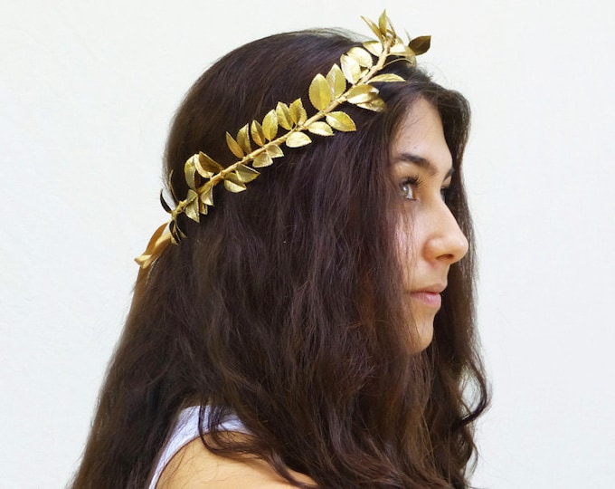 Reserved for Jana Gold Leaf Crown, Greek Goddess, Gold Leaf Tiara. Gold ...
