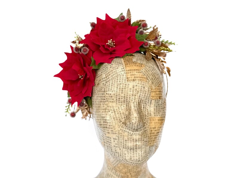 Red Poinsettia Headband, Christmas Hair Accessory, Holiday Headpiece ...