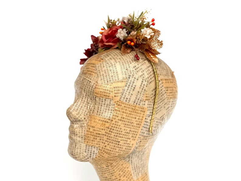 Harvest Flower Headpiece, Gold, Russet Floral Headband, Tuscan Bridal ...