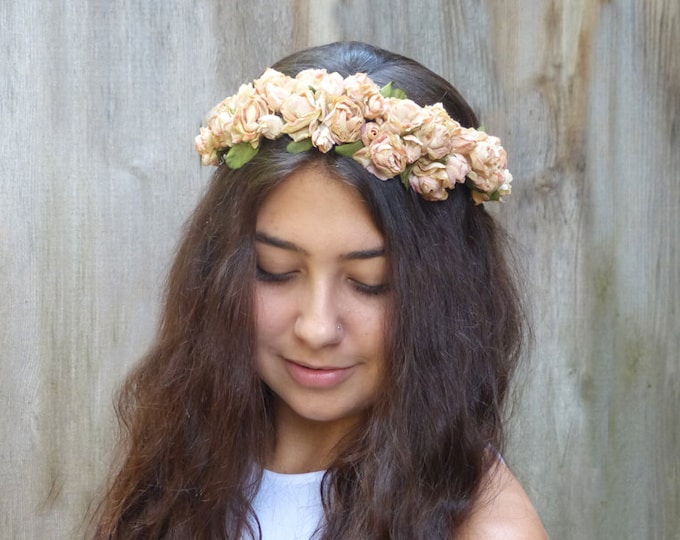 Blush Pink Rose Crown Bridal Flower Crown Wedding Hair - Etsy