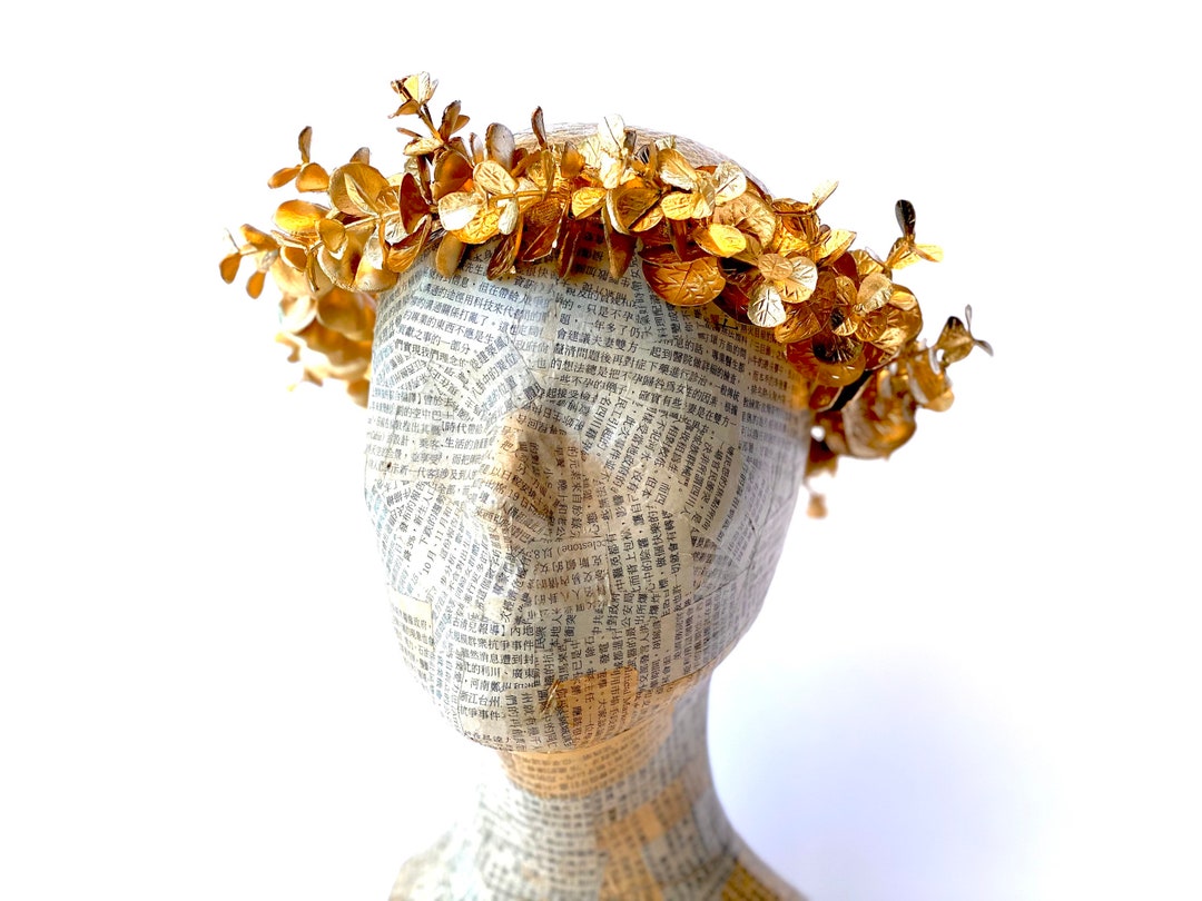 Eucalyptus Gold Leaf Crown, Hair Wreath, Laurel, Greek God, Wedding ...